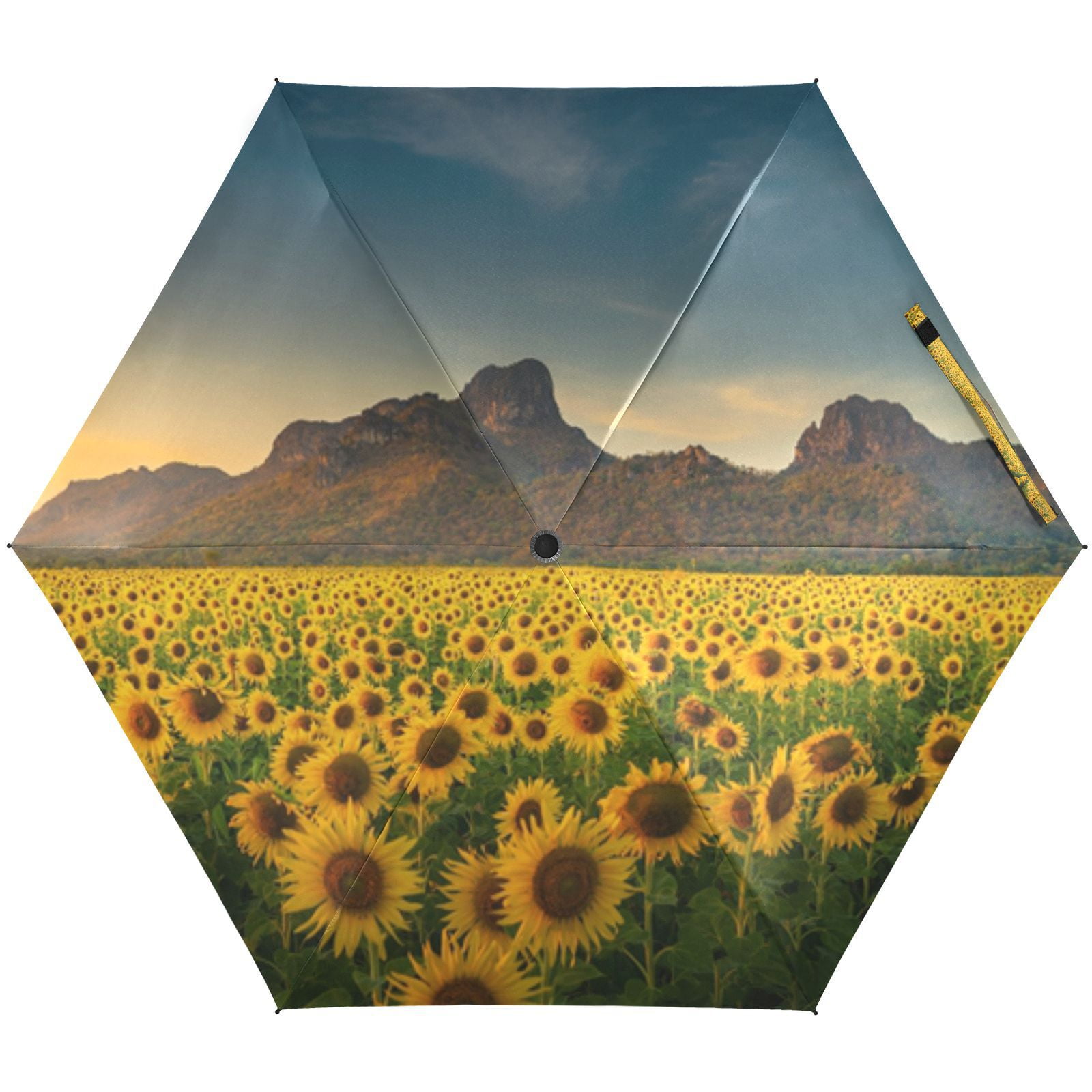 JSTEL Sunflowers Field Flowers Floral Folding Umbrella for Rain Sun ...