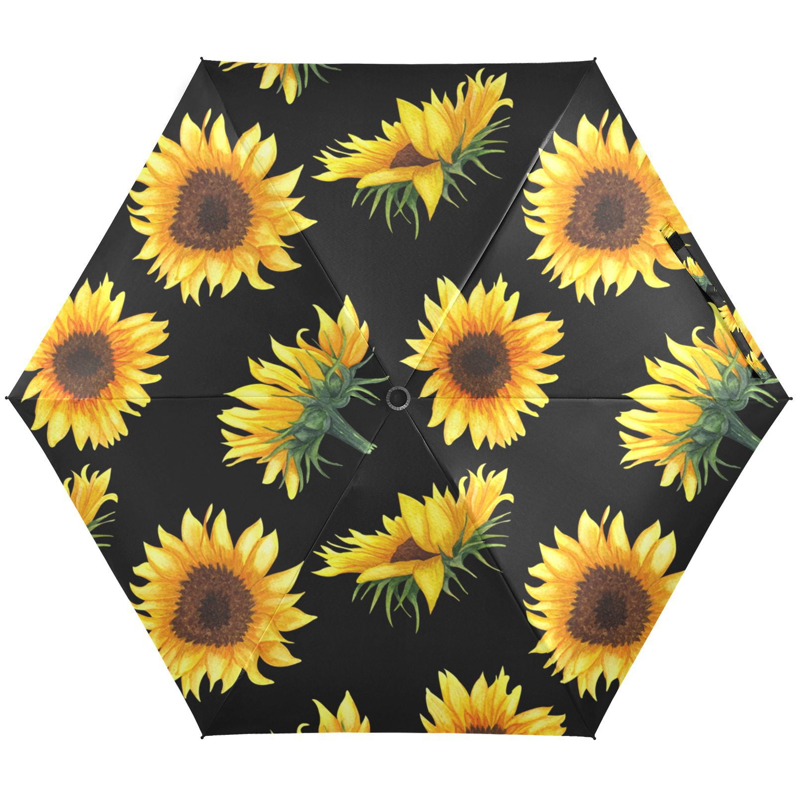JSTEL Sunflower Print Yellow Flower Floral Folding Umbrella for Rain ...