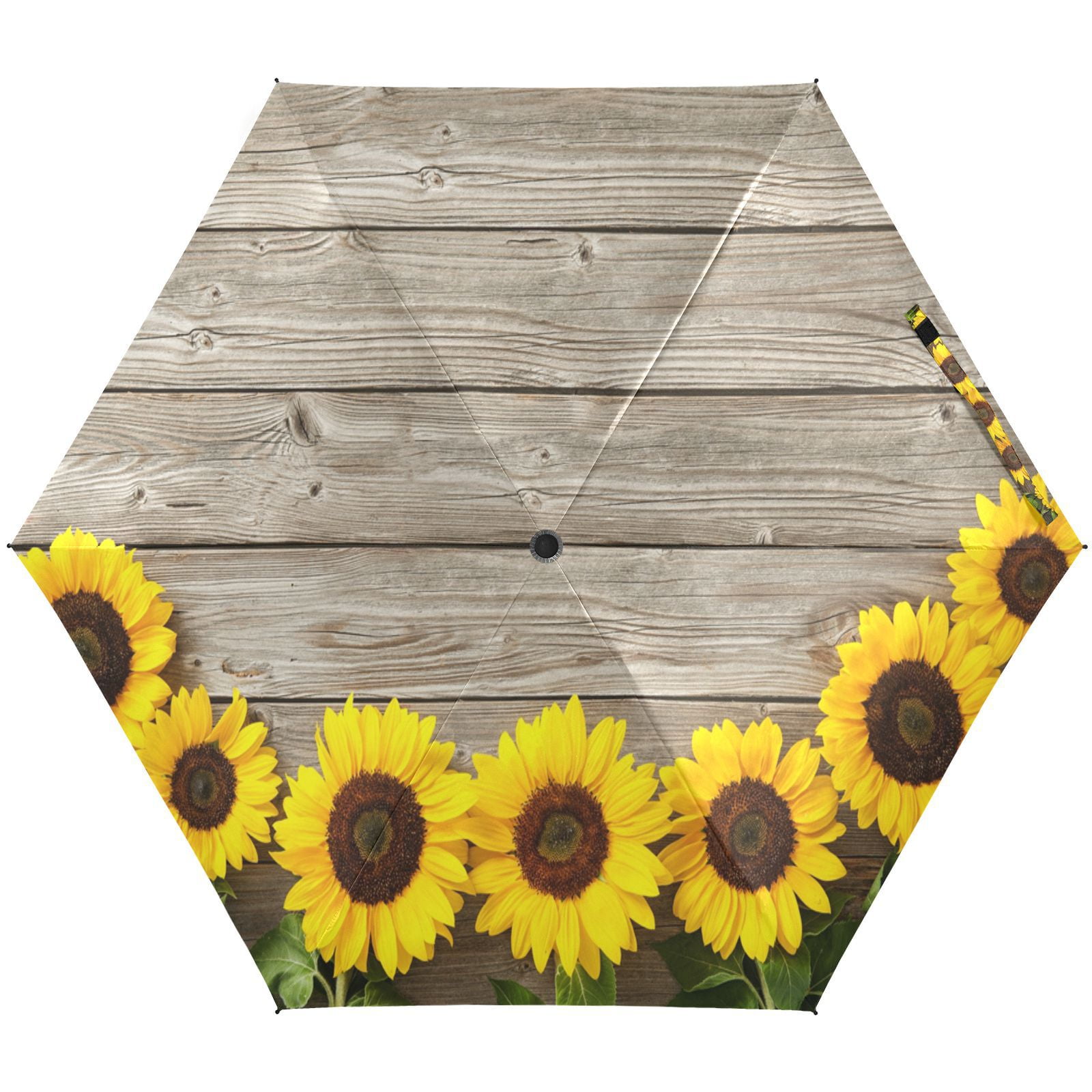 JSTEL Sunflowers Yellow Flower Vintage Folding Umbrella for Rain Sun ...