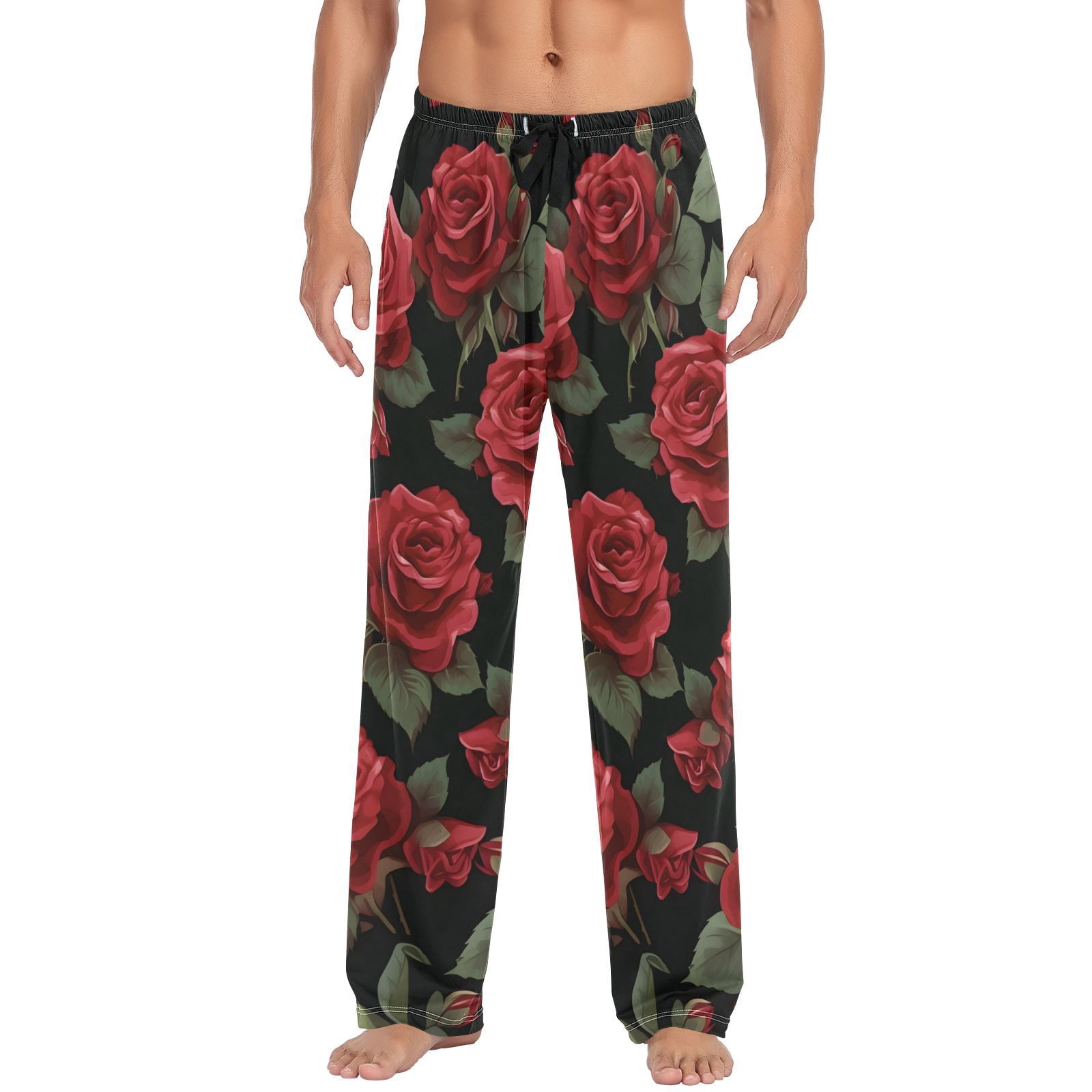JSTEL Vintage Rose Flowers Floral Men's Sleepwear Mens Pajama Pants ...