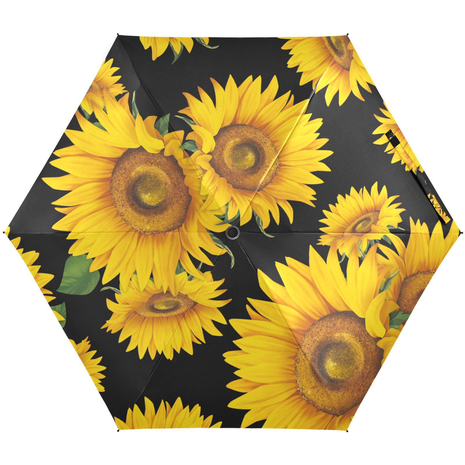 JSTEL Vintage Sunflower Retro Flowers Folding Umbrella for Rain Sun ...