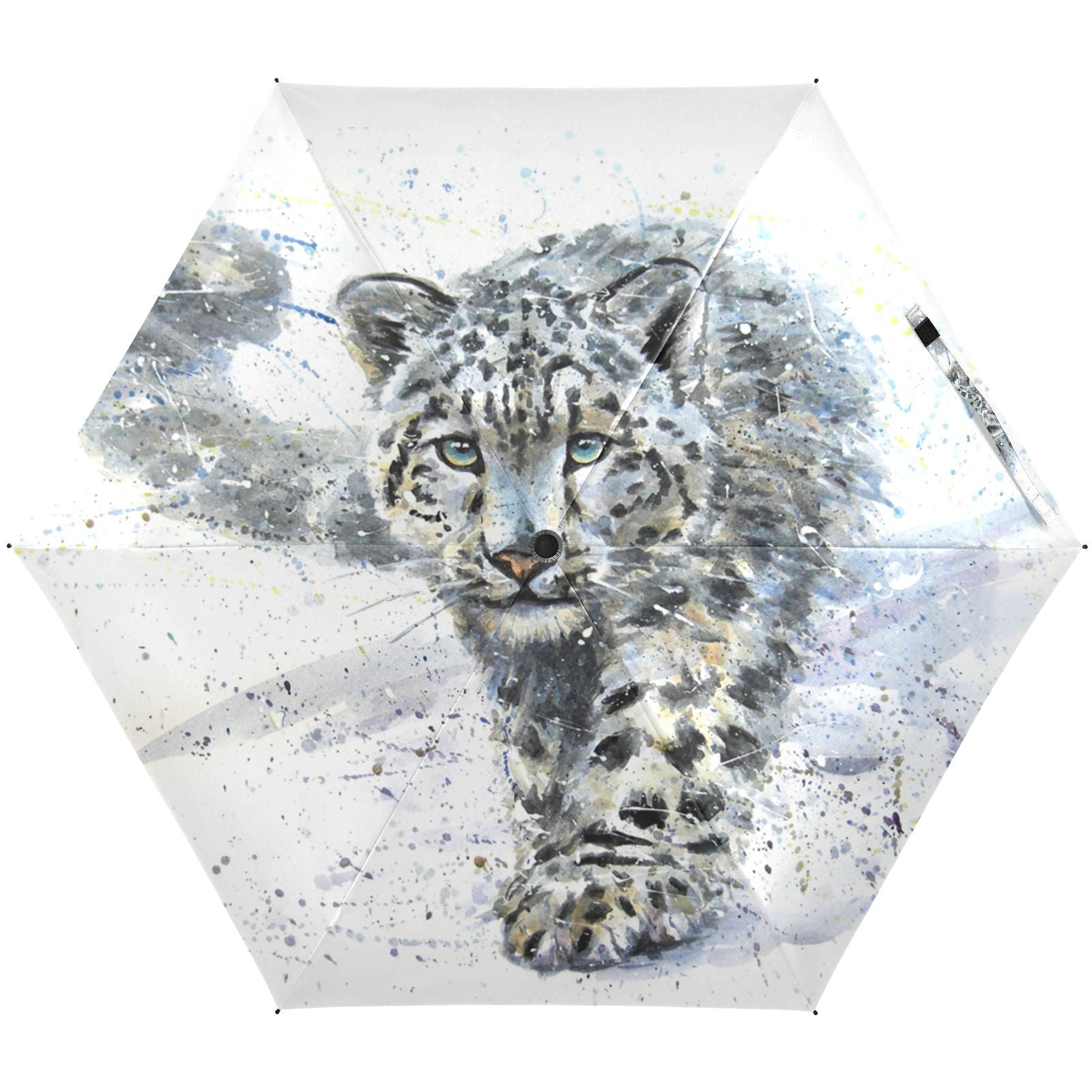 JSTEL Watercolor Cute Snow Leopard Wild Animal Folding Umbrella for ...