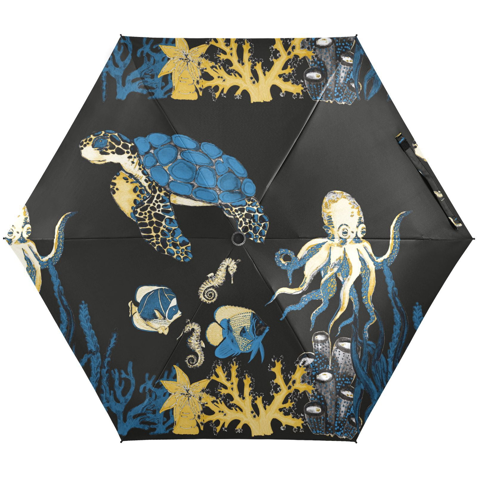 JSTEL Watercolor Seamless Pattern with Turtle Octopus Folding Umbrella ...