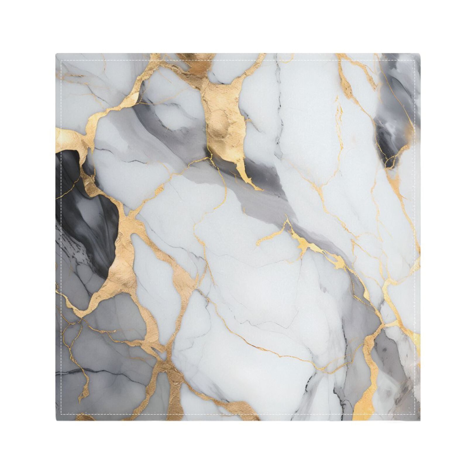 JSTEL White & Gold Marble Cloth Napkins Set of 6, 20x20 Inch Washable ...