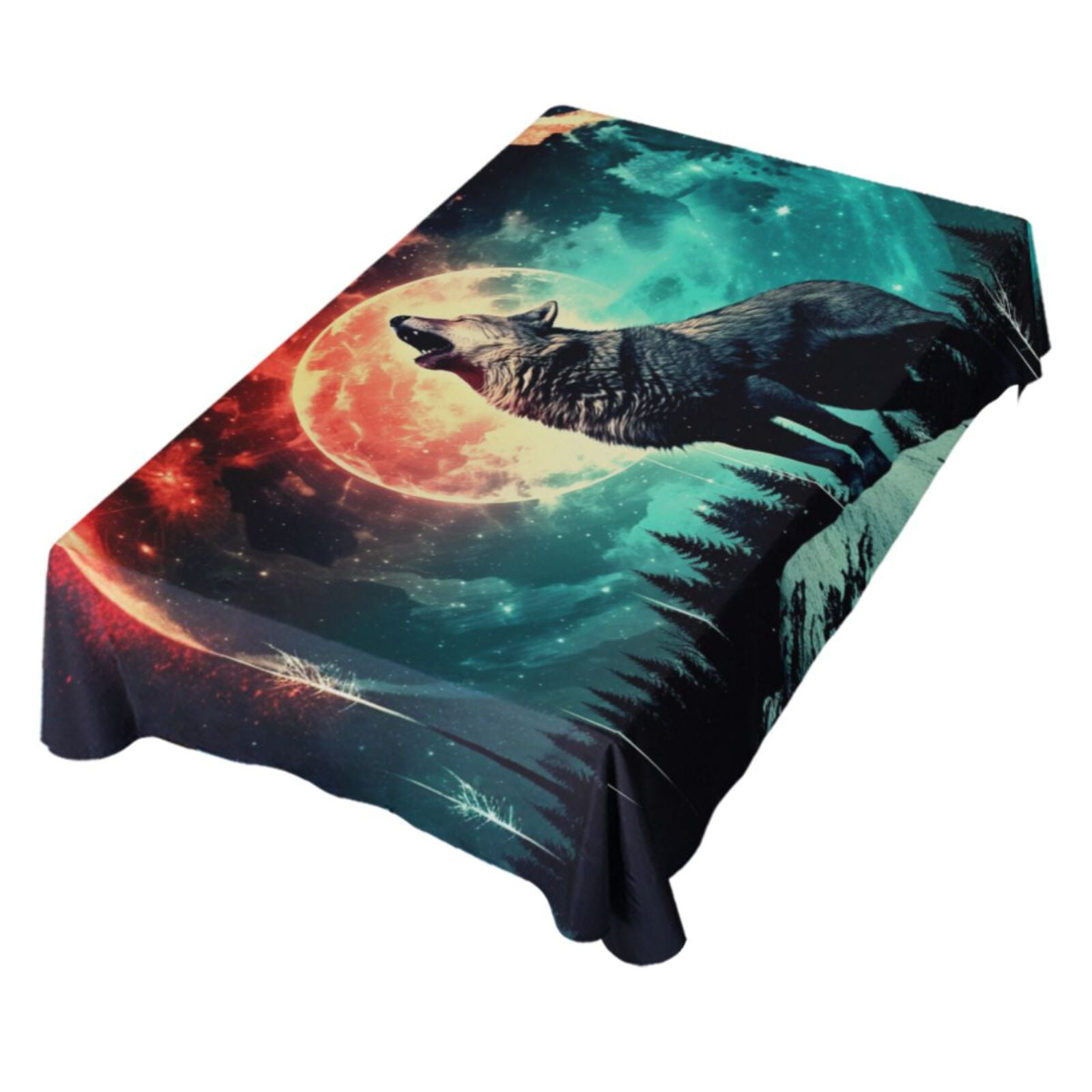 JSTEL Wolf Howling under Moon Table Cloth Rectangle 60 x 120 Inch ...