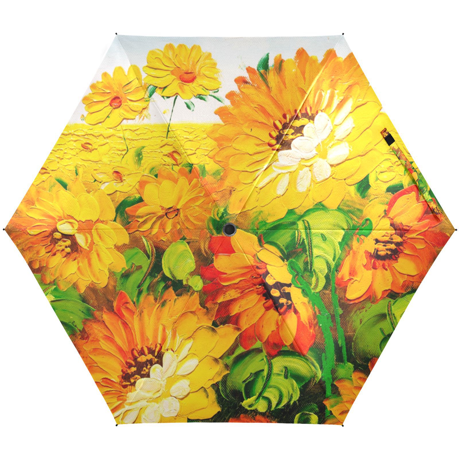 JSTEL Yellow Sunflower Painting Flowers Art Folding Umbrella for Rain ...