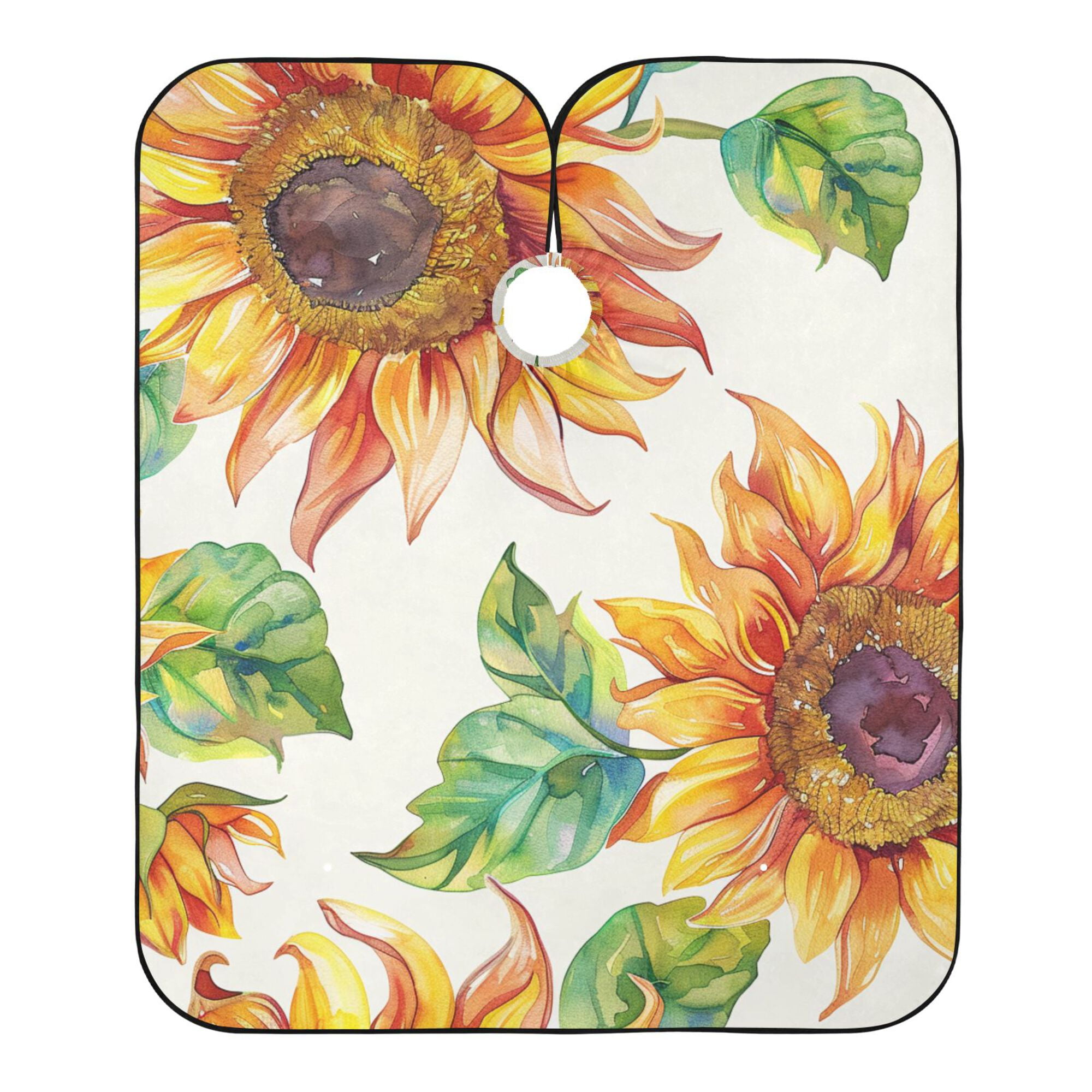 JSTEL Yellow Sunflower Watercolor Waterproof Barber Cape for Men Women ...