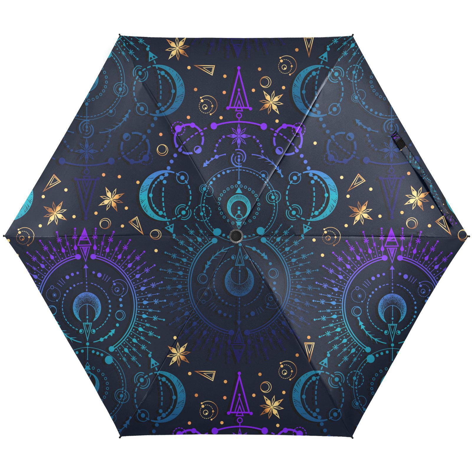 JSTEL moon star witchy blue & purple Folding Umbrella for Rain Sun ...