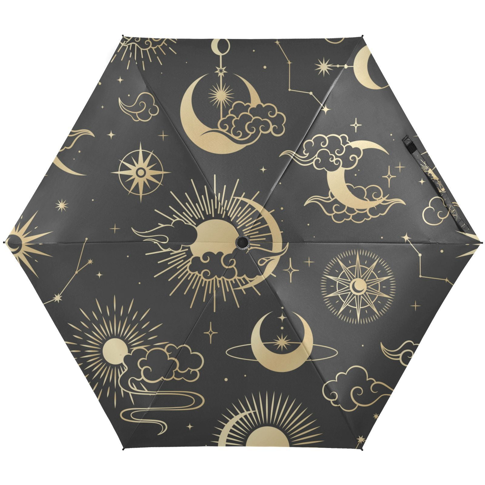 JSTEL moon sun stars starry sky Folding Umbrella for Rain Sun Travel ...