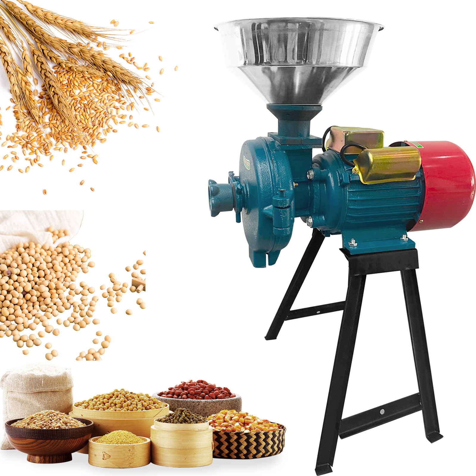 MOPHOTO Electric Grain Grinder Dry Grinder, 110V Grain Grinder Mill ...