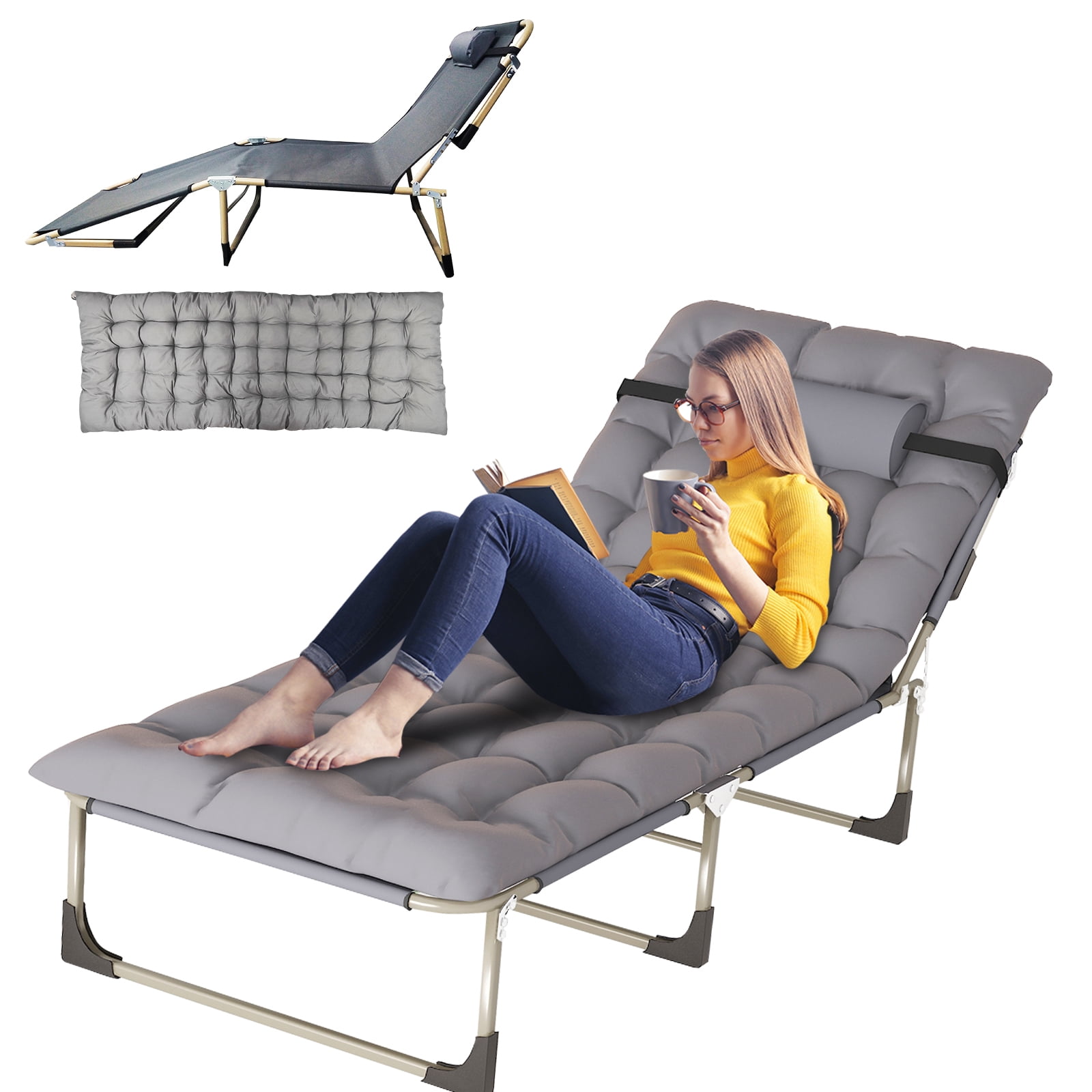 JSTUOKE 5-Fold Camping cot for Adults & Kids, Adjustable Folding Bed ...