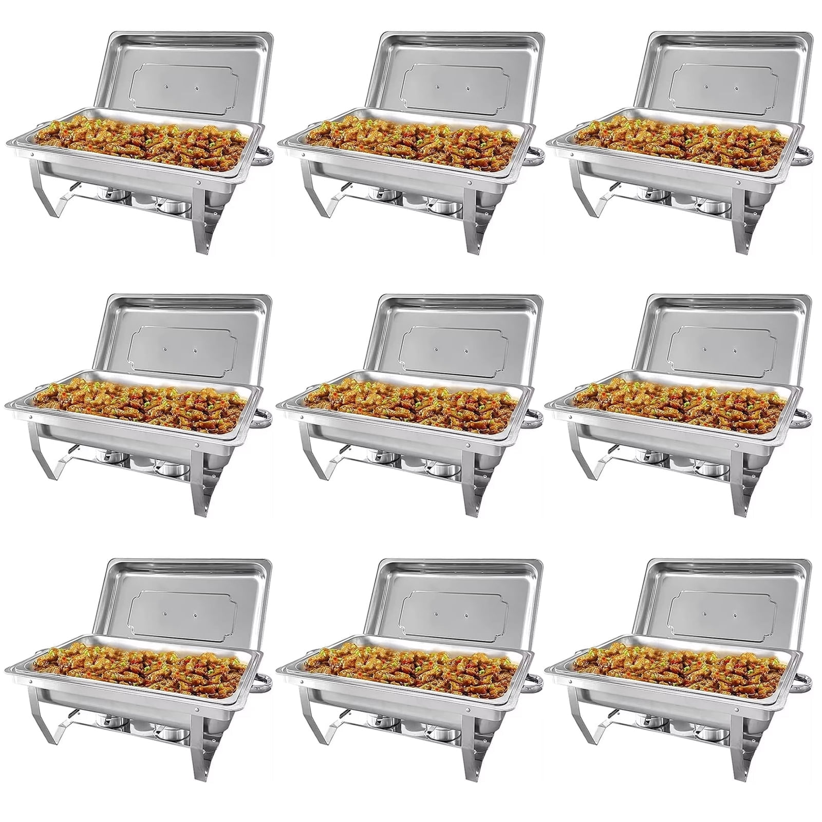 Jacgood 9 Pack Chafing Dish Buffet Set 8Qt. Foldable Rectangular Chafer ...