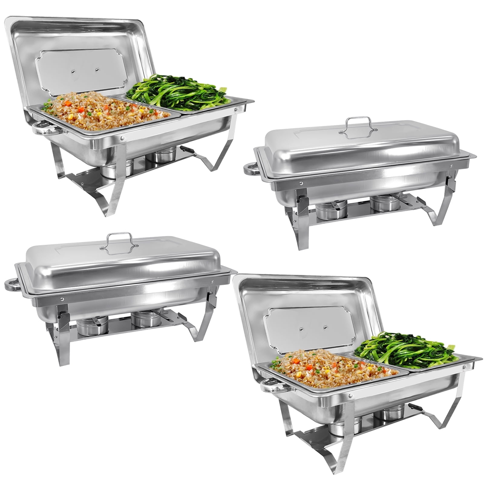 JSTUOKE Chafing Dish Buffet Set 4 Pack 8QT Half Pan Stainless Steel ...