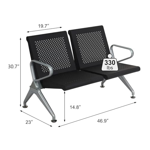 JSUN7 Airport Reception Chair, 2 Seat Waiting Room Chair with Arm ...
