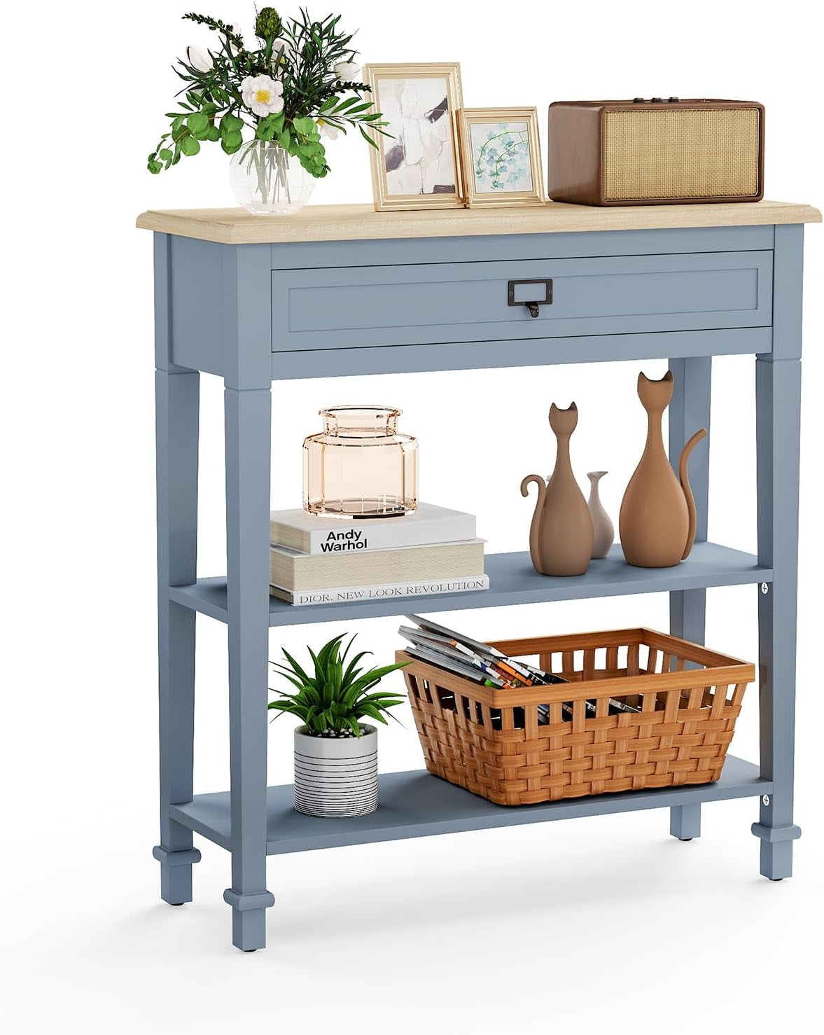 JSUN7 Entryway Table with Storage - Narrow Console Table with Drawer ...