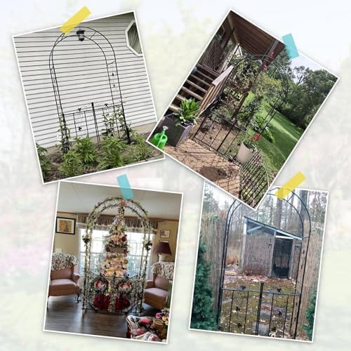 JSUN7 Metal Garden Arch with Gate - Garden Arbor with Gate, Garden Arch ...