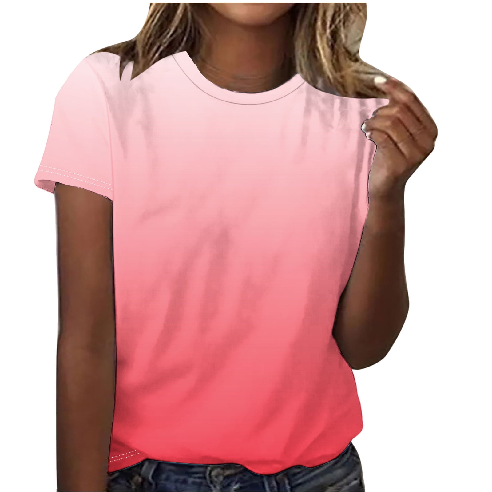 JSheng Summer Casual Tops For Women 2025 Ladies Fashion Crewneck ...