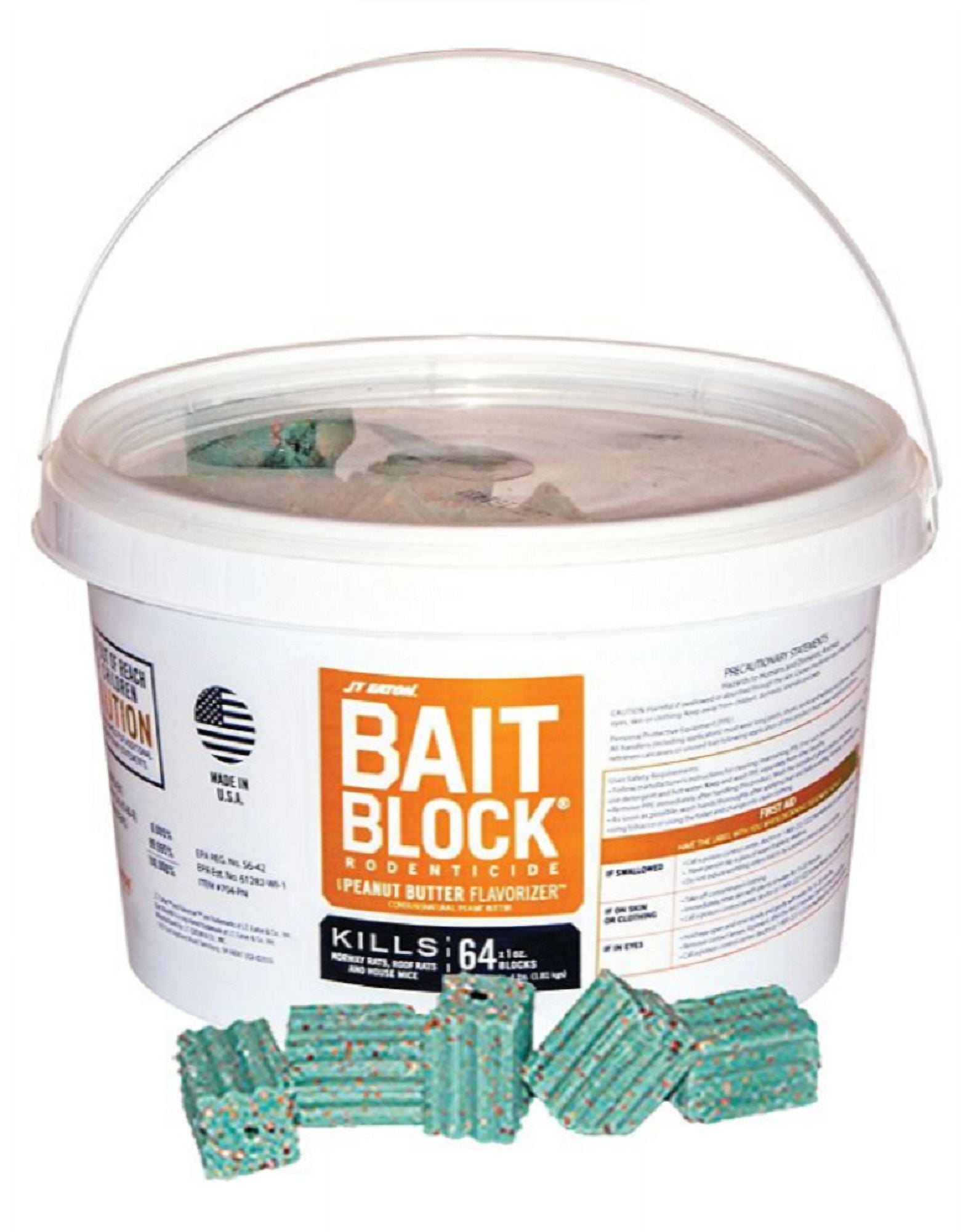 JT Eaton 704-PN 4 lb. Rodenticide Bait Block with Peanut Butter Flavor ...