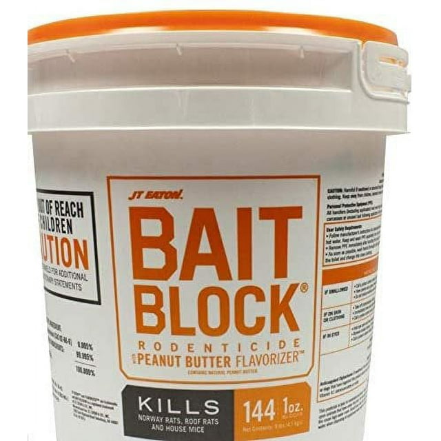 JT Eaton 9lb Peanut Butter-Flavored Bait Blocks for Mice and Rats, 144 ...