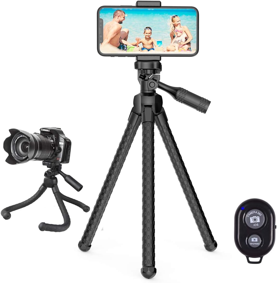JT Phone Tripod Stand with Wireless Remote and Universal Phone Mount ...