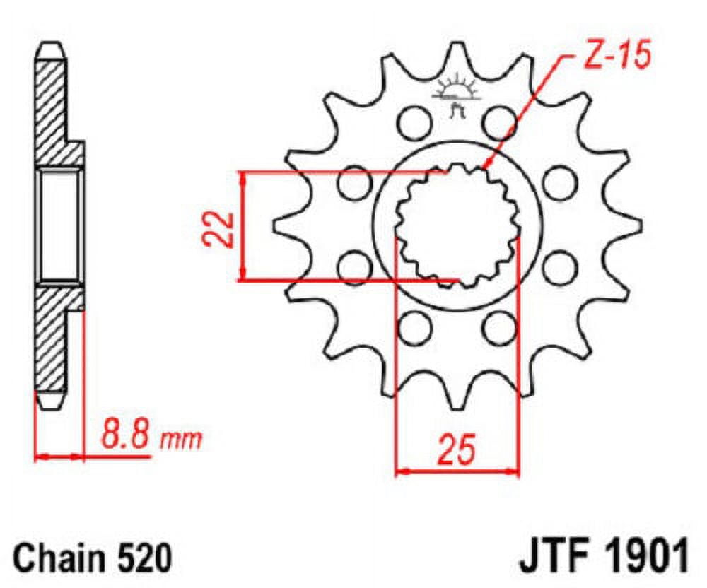 JT Front Sprocket | 13 Tooth | 520 | Steel | Lightweight (JTF1901.13 ...