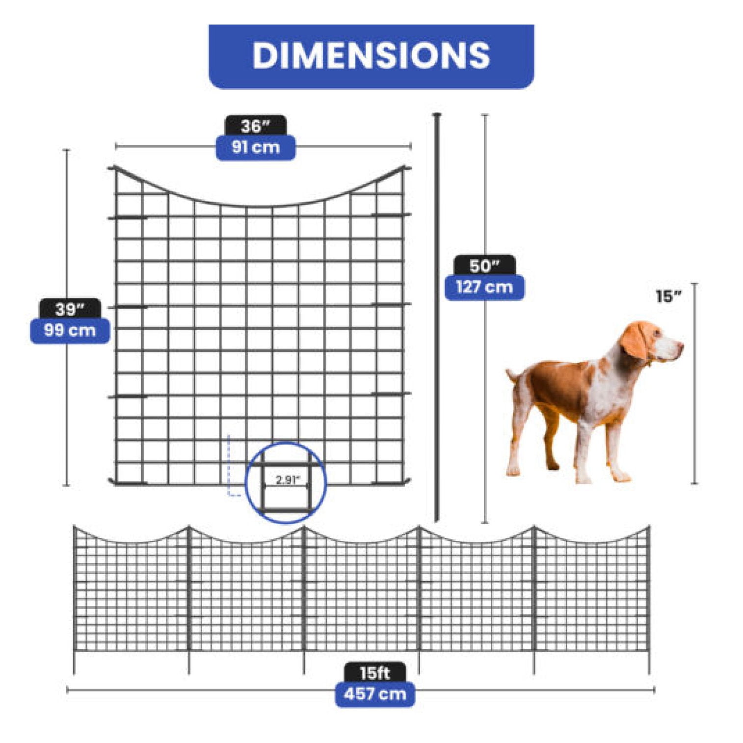 JTAOT 15ft Metal Garden Fences All Decoration Multi Purpose Animal ...