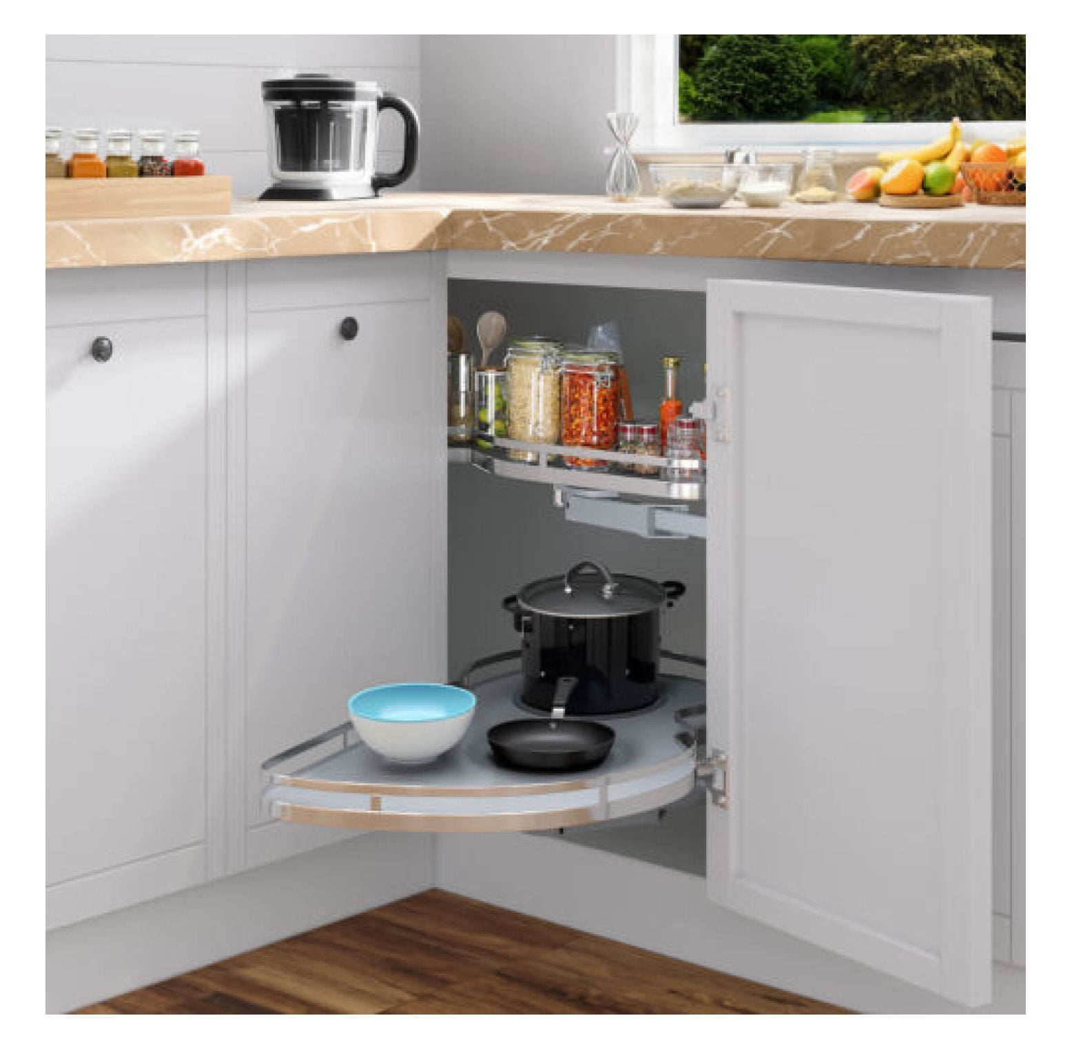 JTAOT 2 Tray Swing-Left Pull Out Corner Cabinet Kitchen Storage Pantry ...