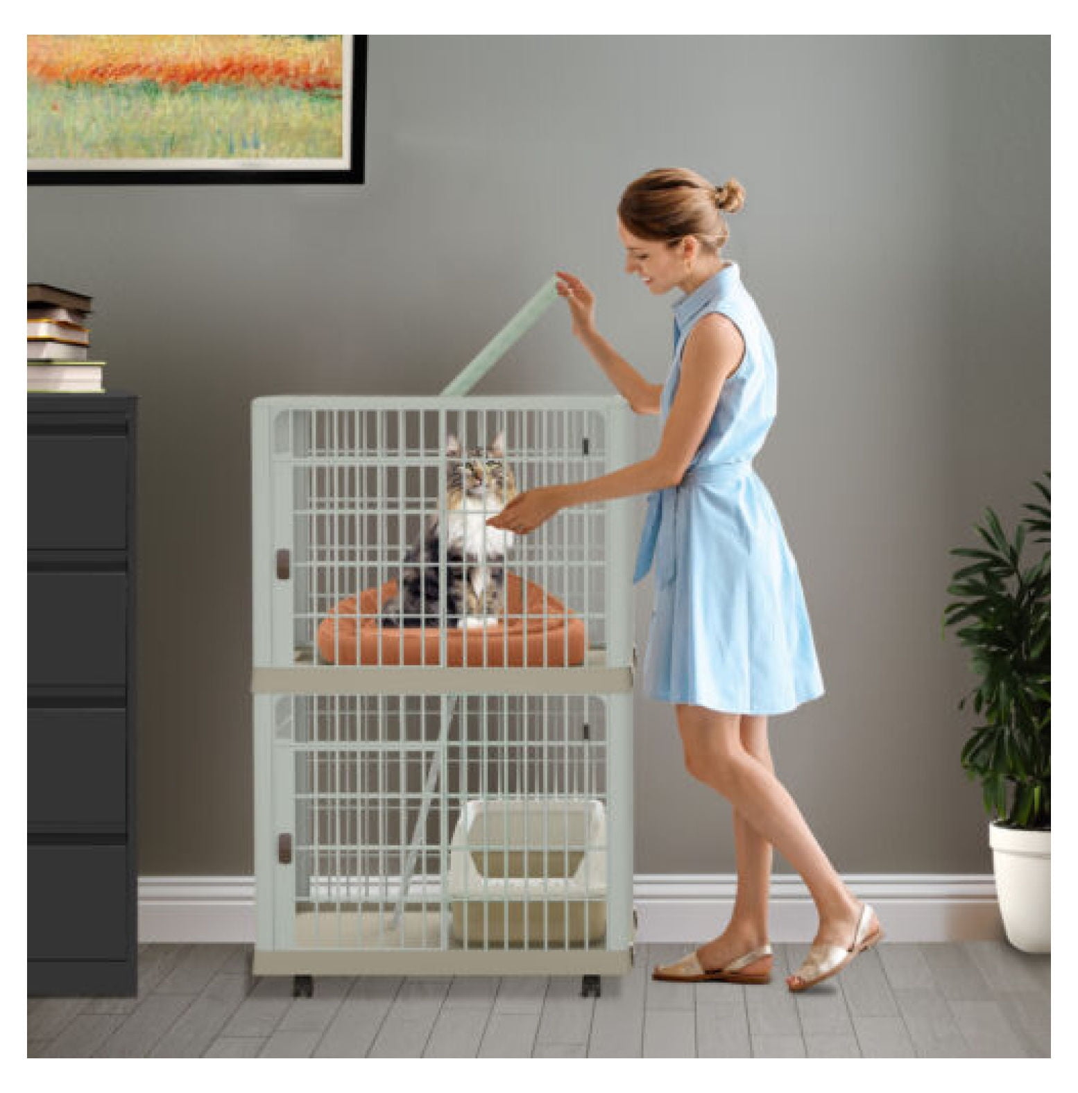 JTAOT 25"x20"x41" Catio Pet Cages Movable Plastic Small Animal Kennel ...