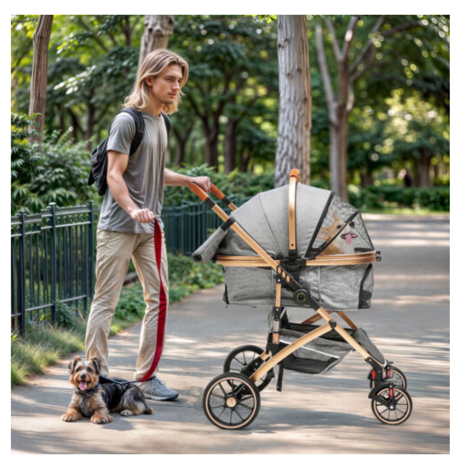 JTAOT 3-in-1 Pet Dog Stroller Travel Carriage Car Seat Foldable With ...