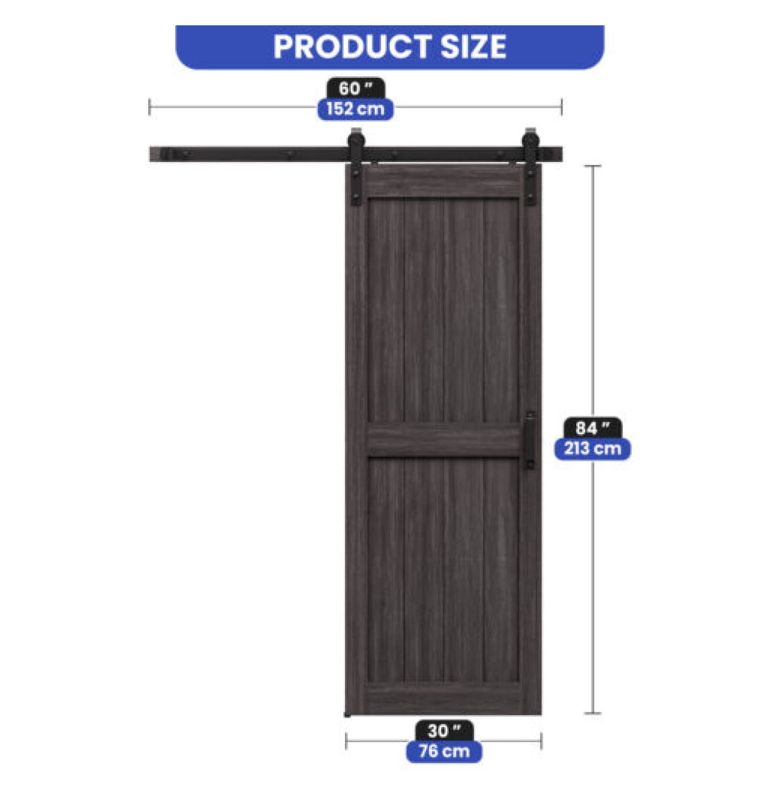 JTAOT 30/36/ x 84" Solid Wood Sliding Barn Door H- PVC Paneled ...