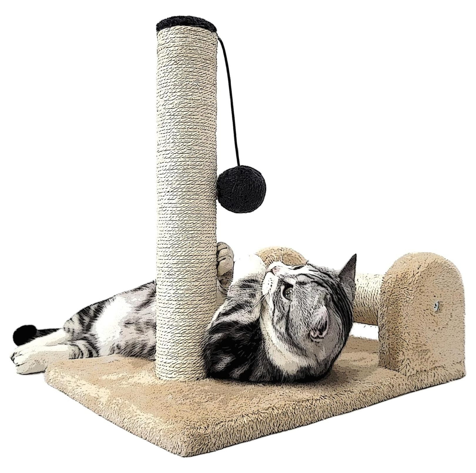 JTAOT 33" Tall Canna Tree Cat Scratching Post with Dangling Toy ...