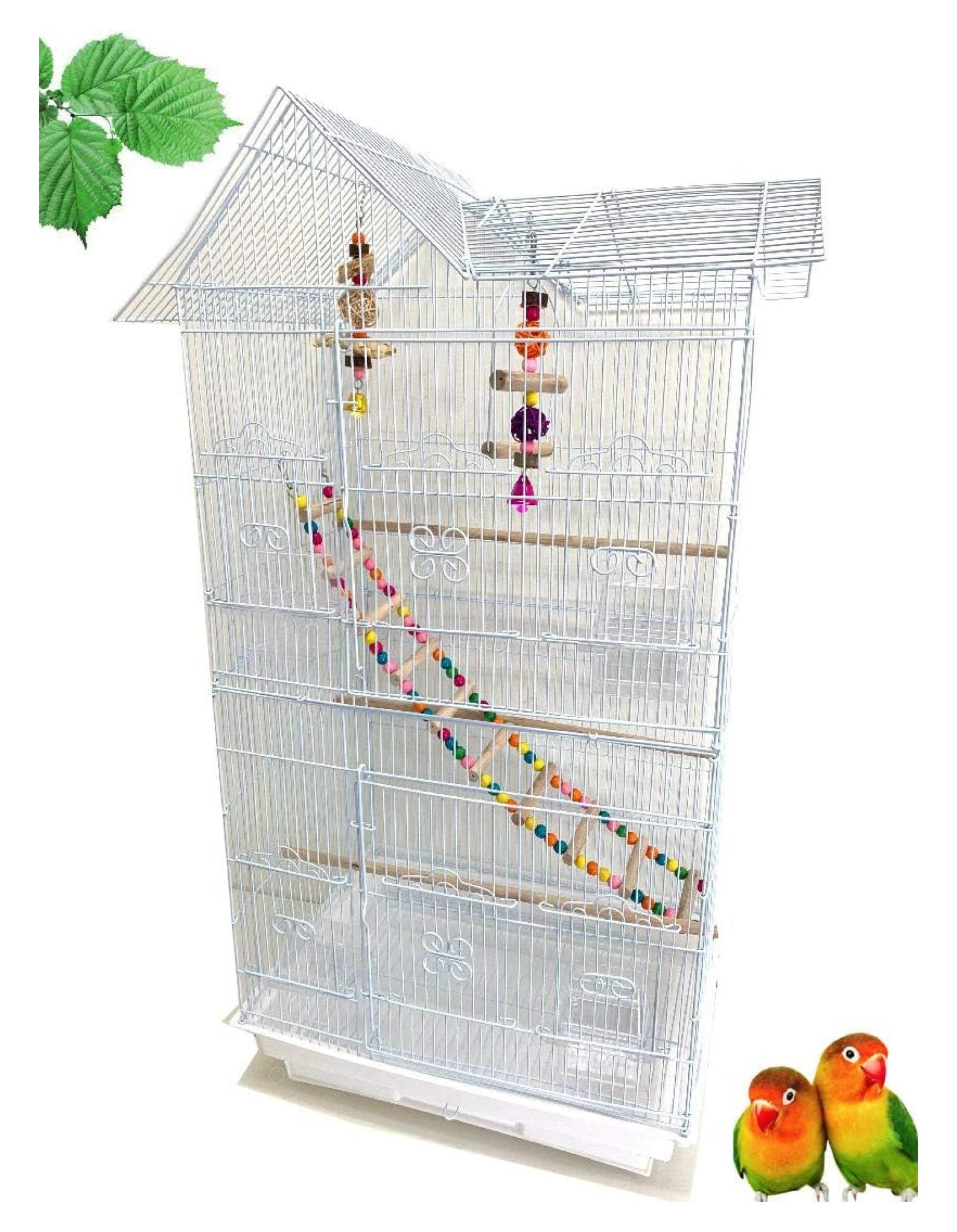 JTAOT 37-Inch Portable Hanging Medium Flight Parrots Cage for Cockatiel ...