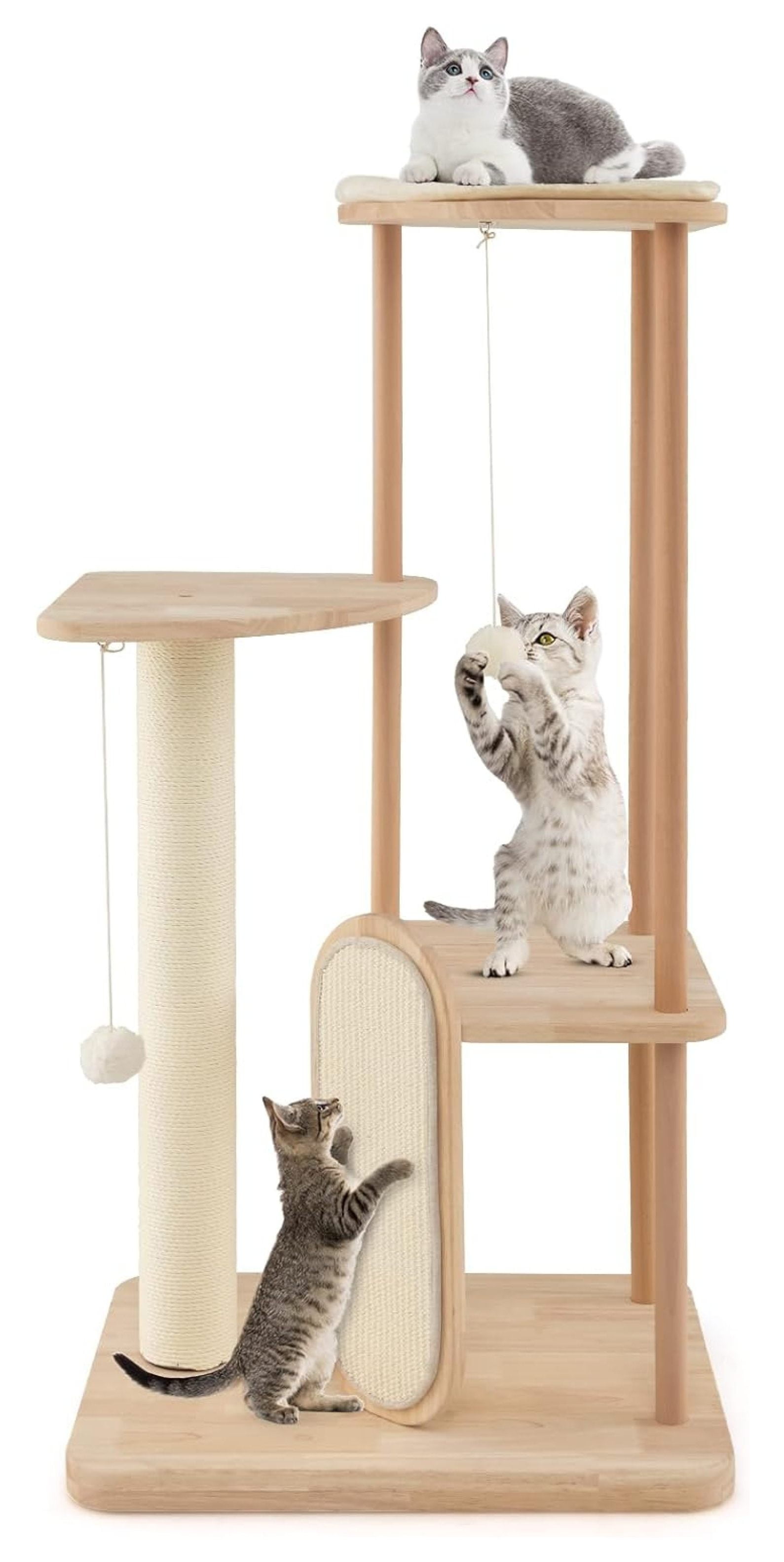JTAOT 44 Inches Cat Tree, Multi-Level Modern Cat Tower with Sisal ...