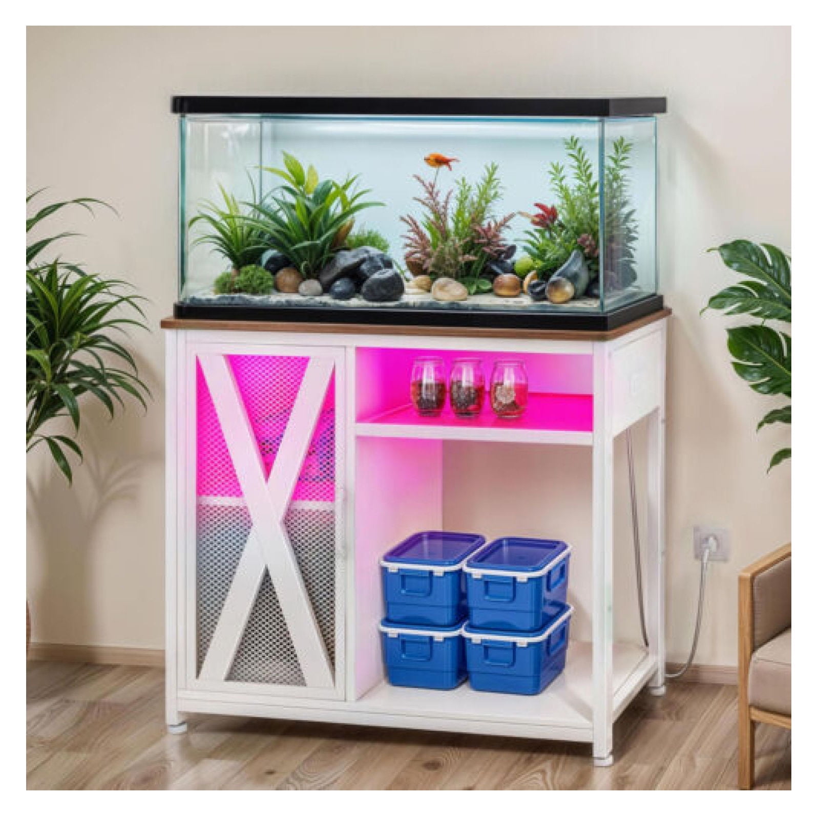 JTAOT 50-75 Gallon Fish Stand Modern Aquarium with Cabinet Storage ...