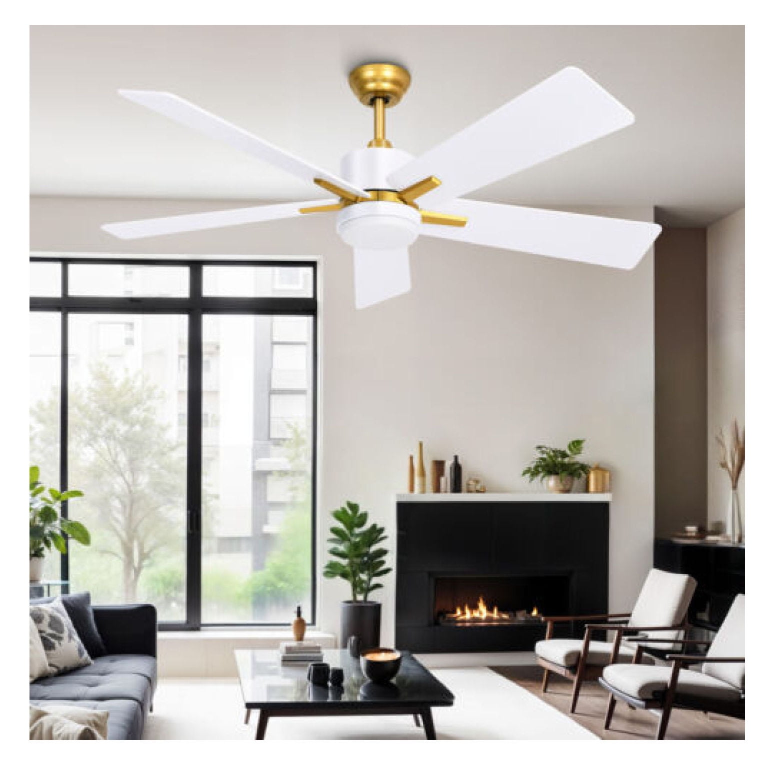JTAOT 52 Inch Modern Luxury Smart Ceiling Fan App Control with Light ...