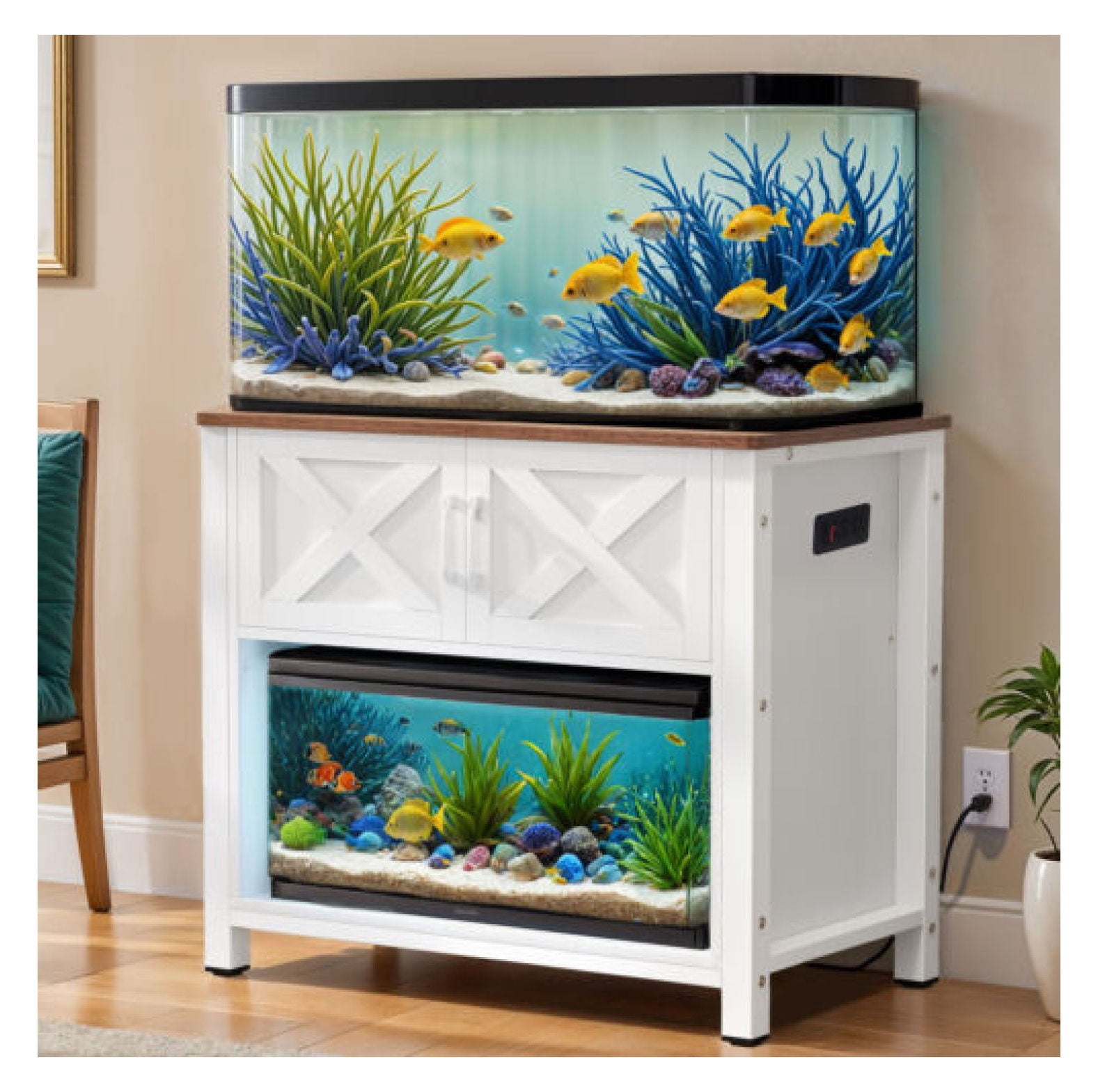 JTAOT 55 Gallon Modern Farmhouse Aquarium Stand with Fish Cabinet ...