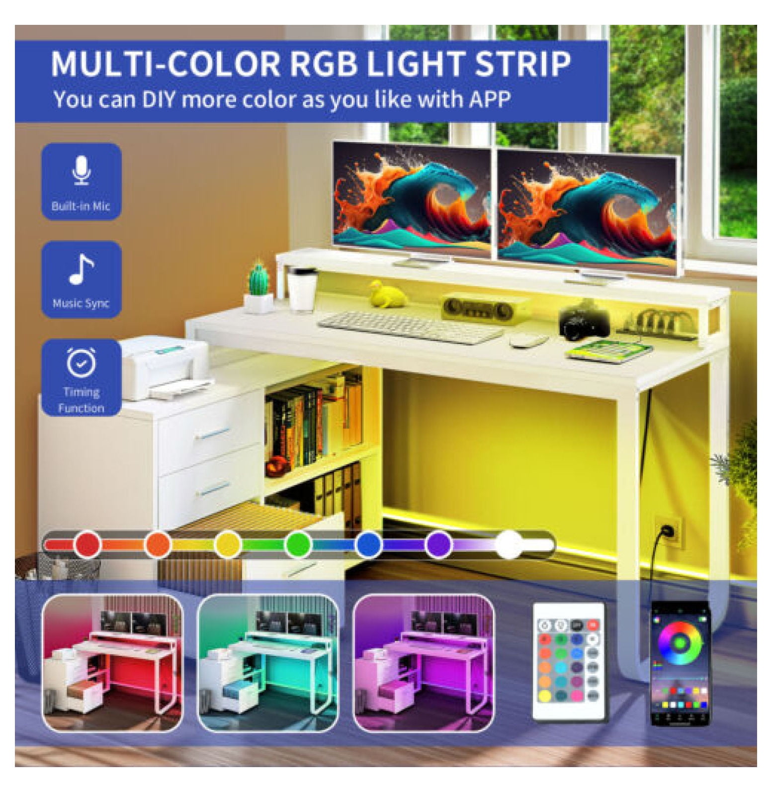 JTAOT 55" L Shaped Office Desk Corner Computer Table Workstation With ...