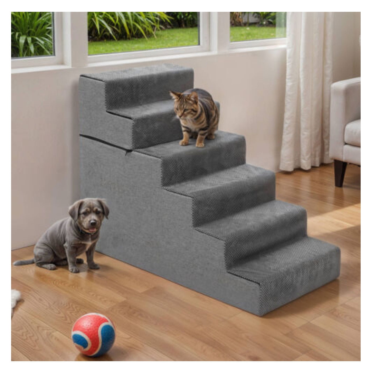 JTAOT 6 Step Small Dog Pet Stairs for Bed & Couch Modular Design with ...