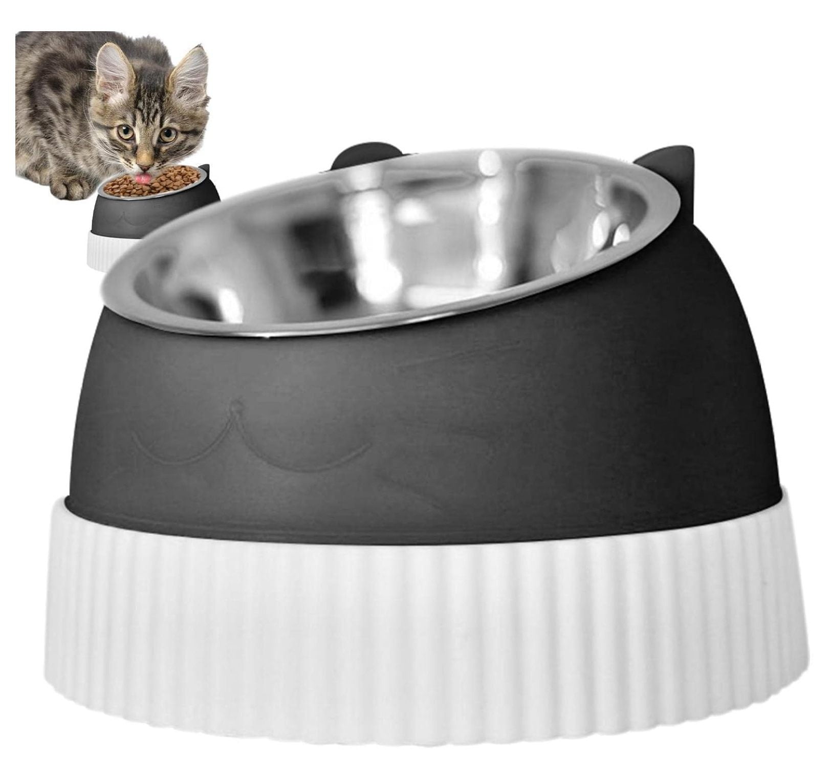 JTAOT Anti-Vomit Elevated Cat Feeder, Durable Stainless Steel, 15 ...