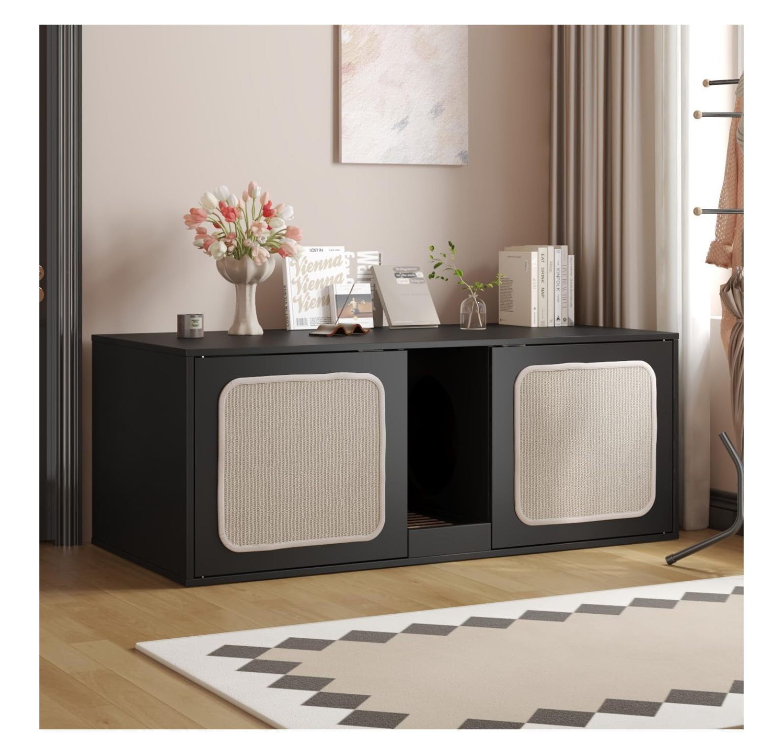 JTAOT Cat Litter Box Enclosure for 2 Cats, Modern Wood Stackable Large ...