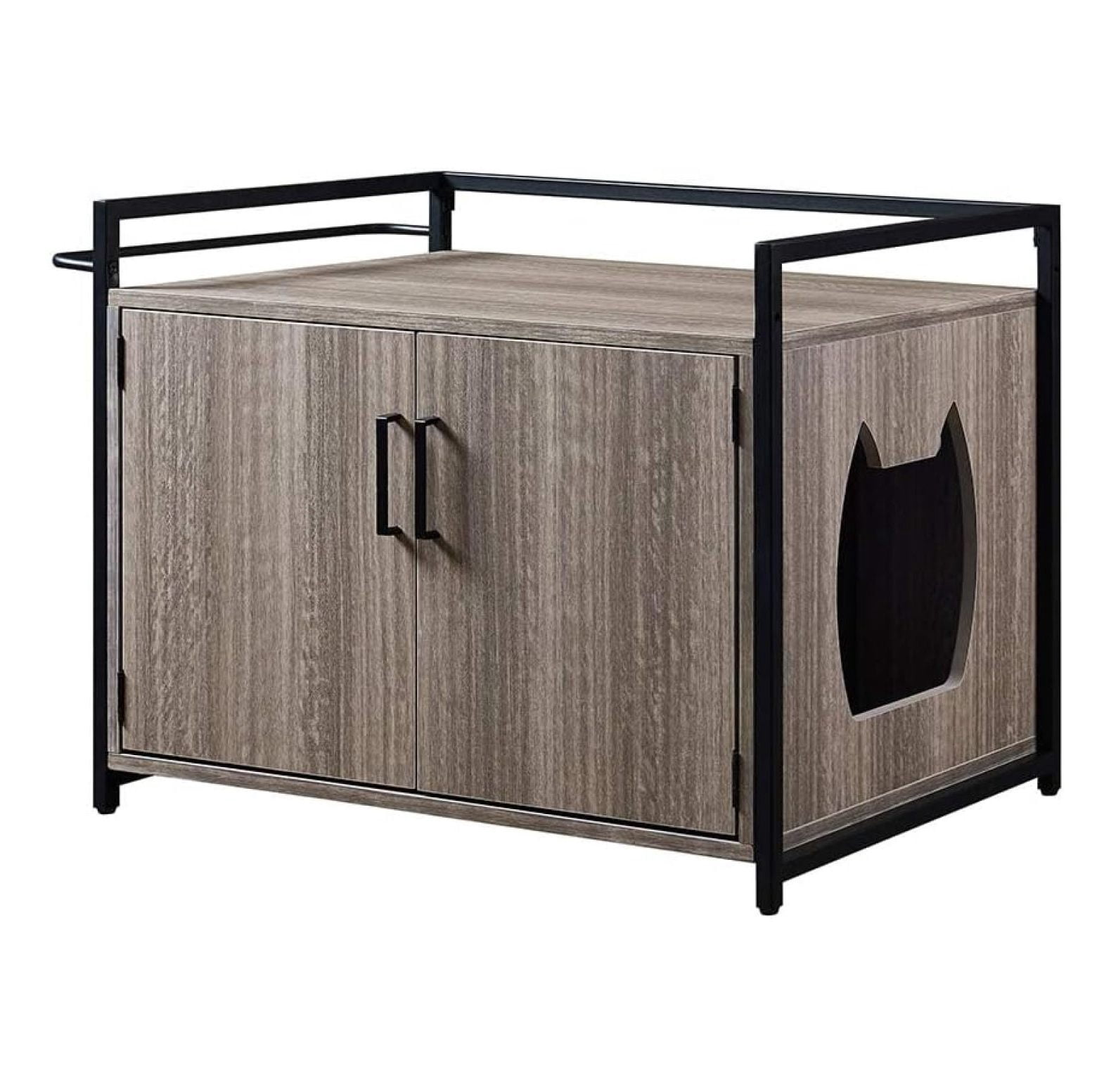 JTAOT Cat Litter Box Enclosure with Metal Frame, Cat Washroom Furniture ...