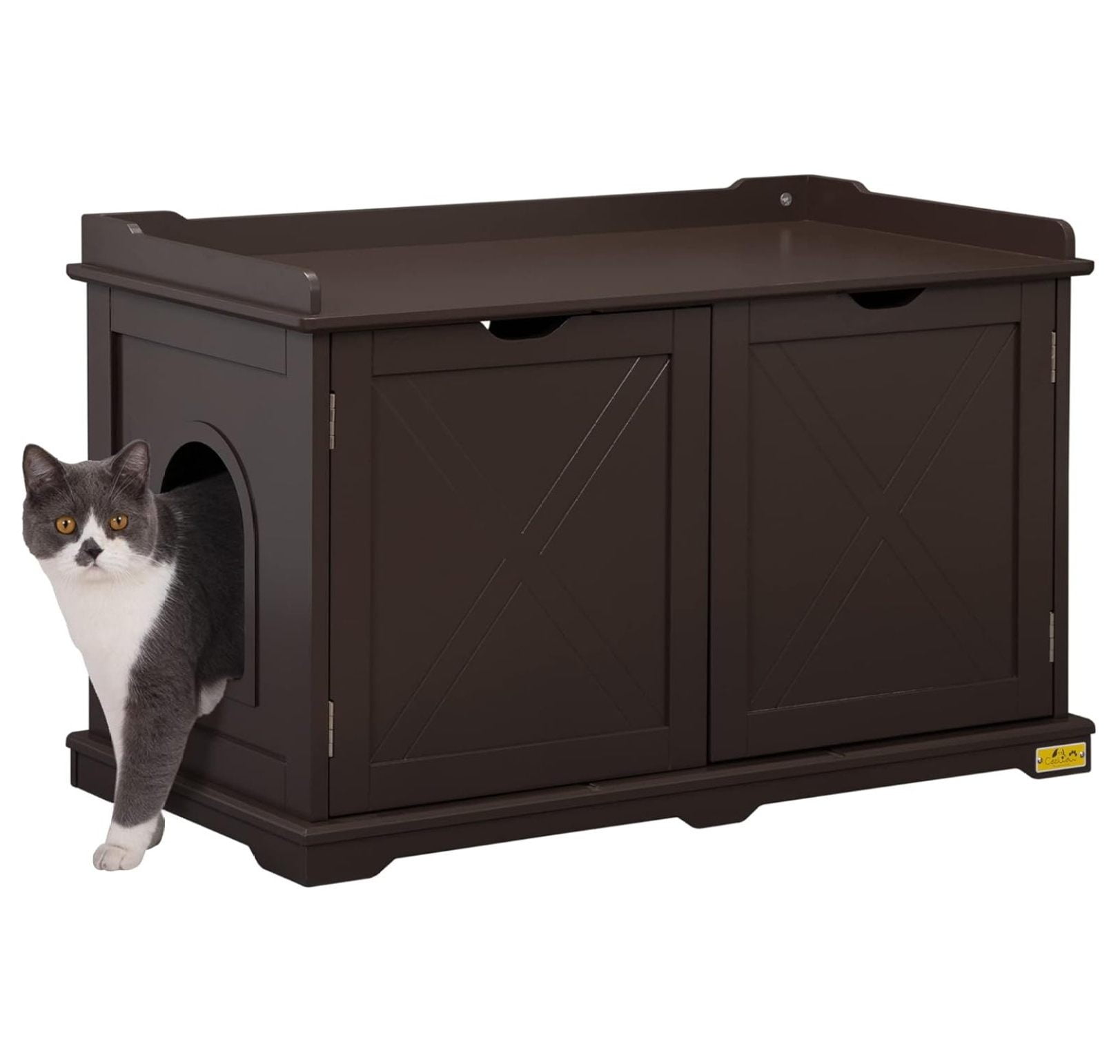 JTAOT Cat Litter Box Enclosure with 9 Vents and Removable Divider ...