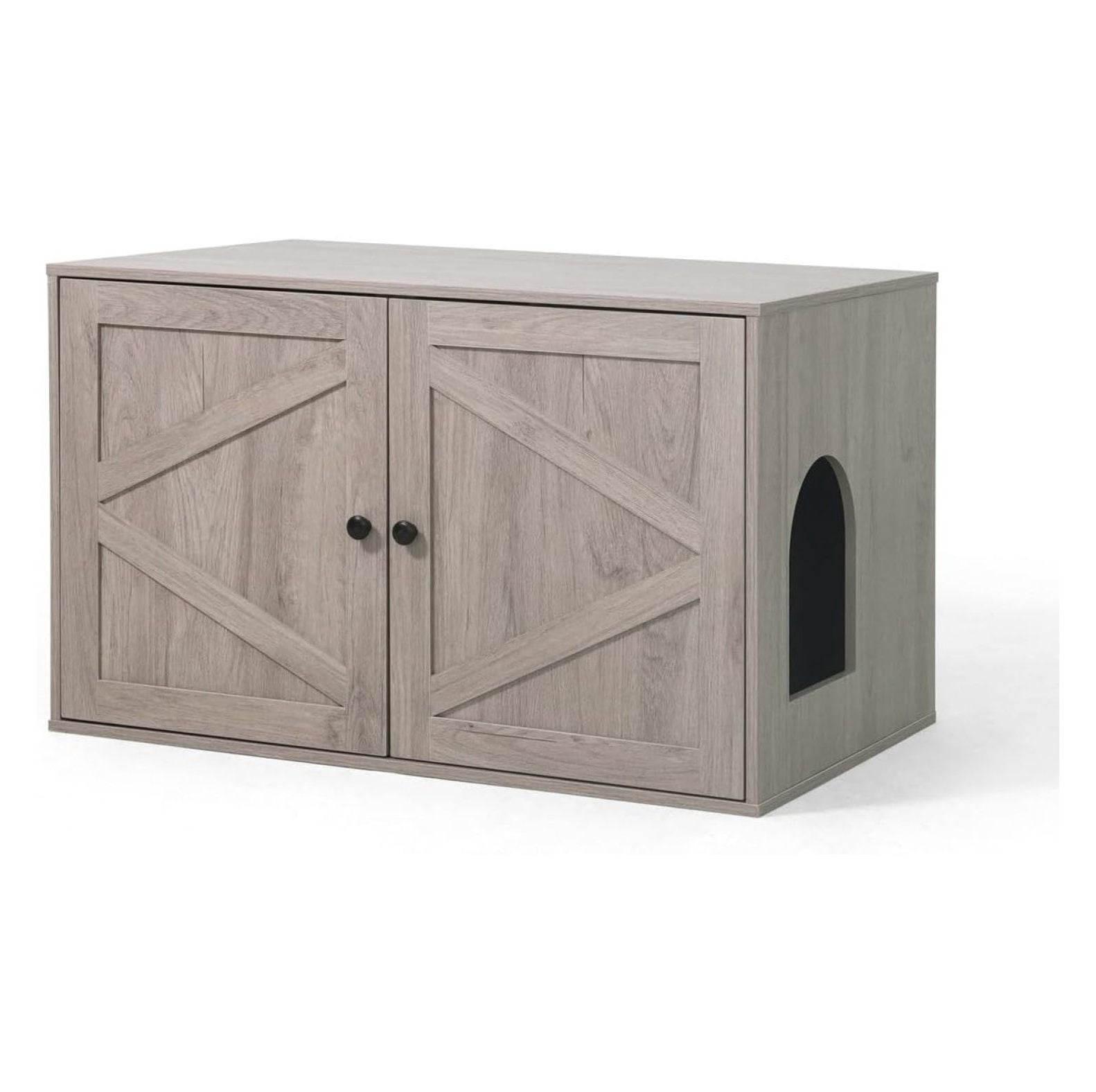 JTAOT Cat Litter Box Furniture w/Divider, Wooden Indoor Cat House w ...