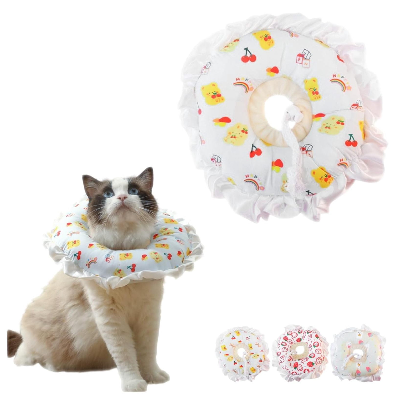 JTAOT Cute Cat Recovery Collar Soft Adjustable Cats Cone Anti-Bite Pet ...