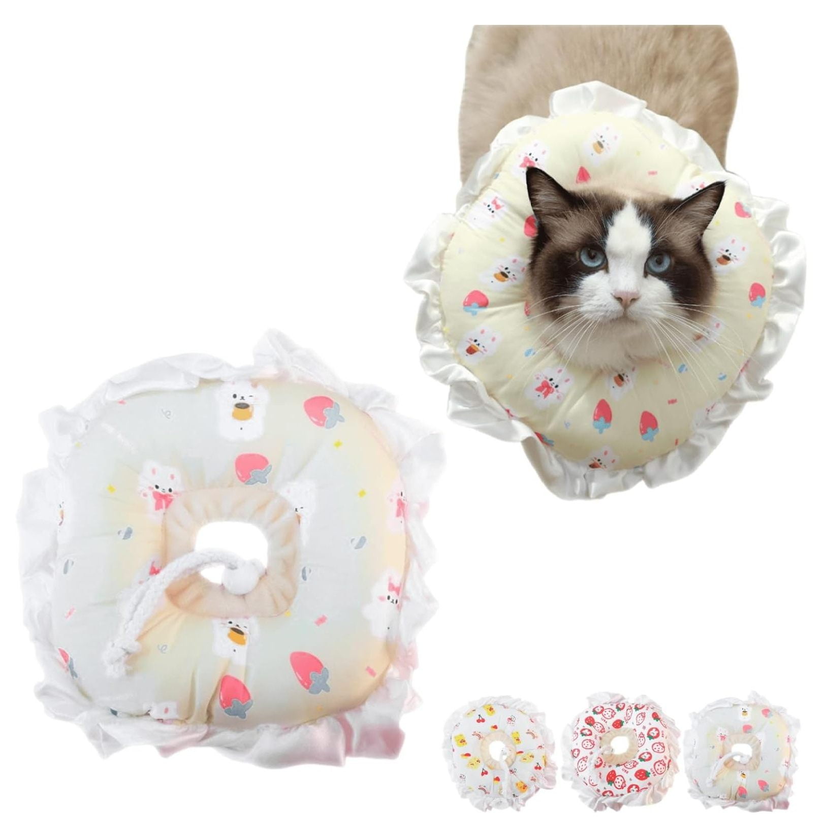JTAOT Cute Cat Recovery Collar Soft Adjustable Cats Cone Anti-Bite Pet ...