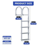BENTISM 4-Step Adjustable Dock Ladder, Aluminum, 30-38in Height, Dual ...