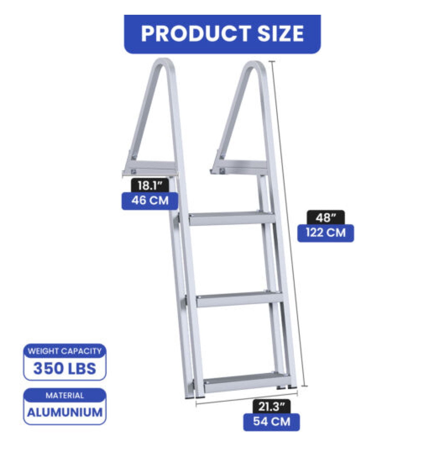 JTAOT Dock Ladder Removeable Pool Boat Ladder Aluminum 350-400 lbs load ...