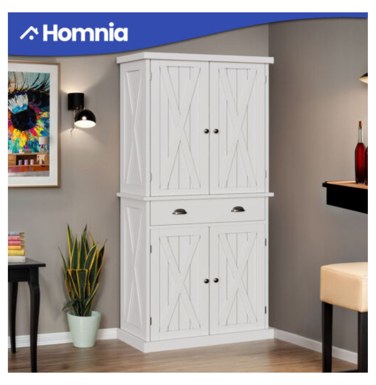 JTAOT Enclosed Kitchen Hutch Double Door Pantry Storage With Adjustable ...