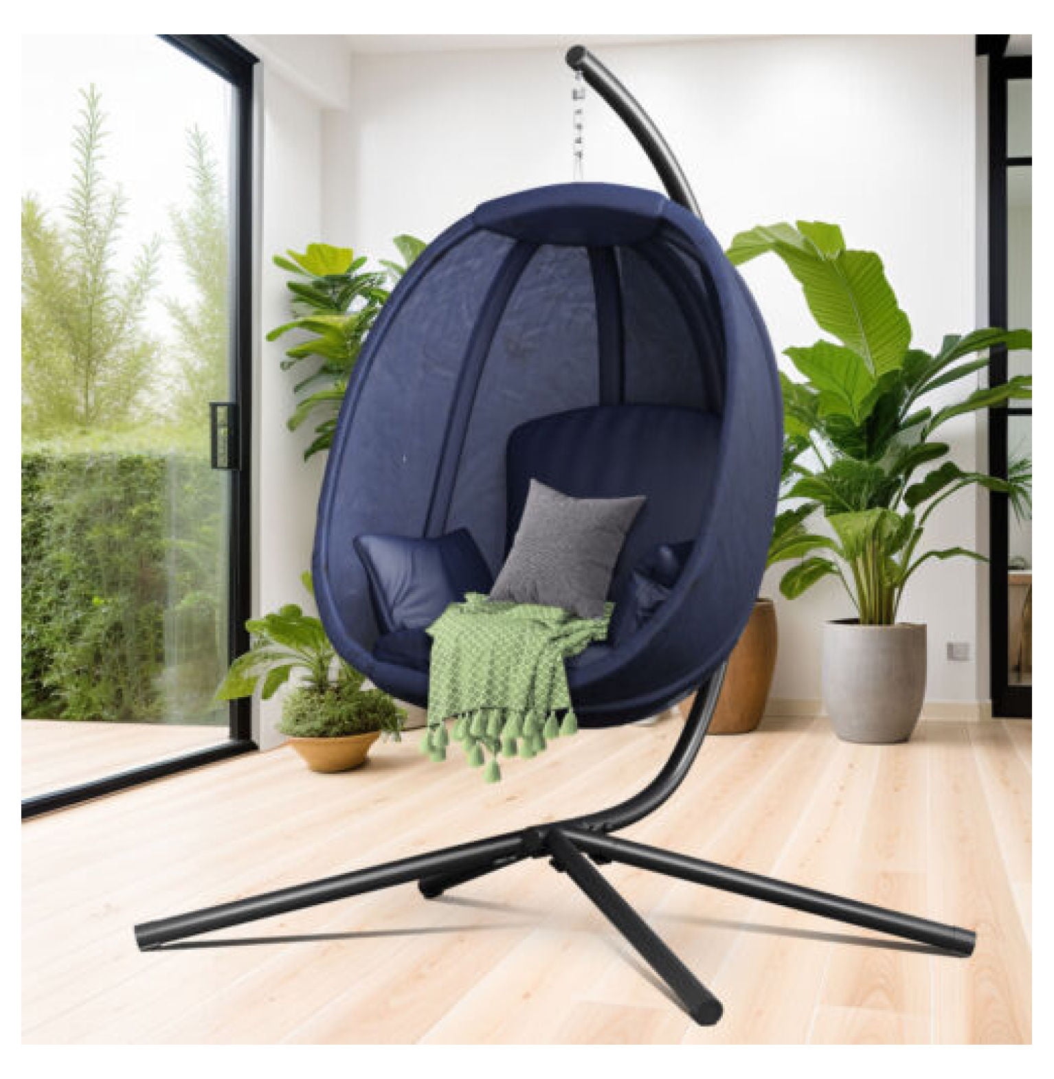 JTAOT Hanging Egg Chair Patio Swing Foldable Waterproof Hammock Metal ...