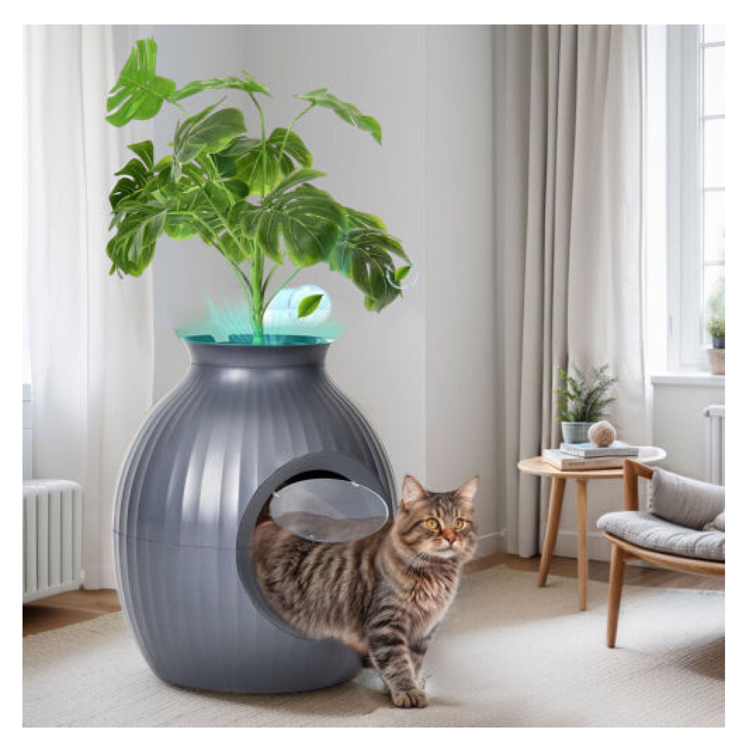 JTAOT Hidden Cat Litter Box Disgused as Large Planter with Artificial ...